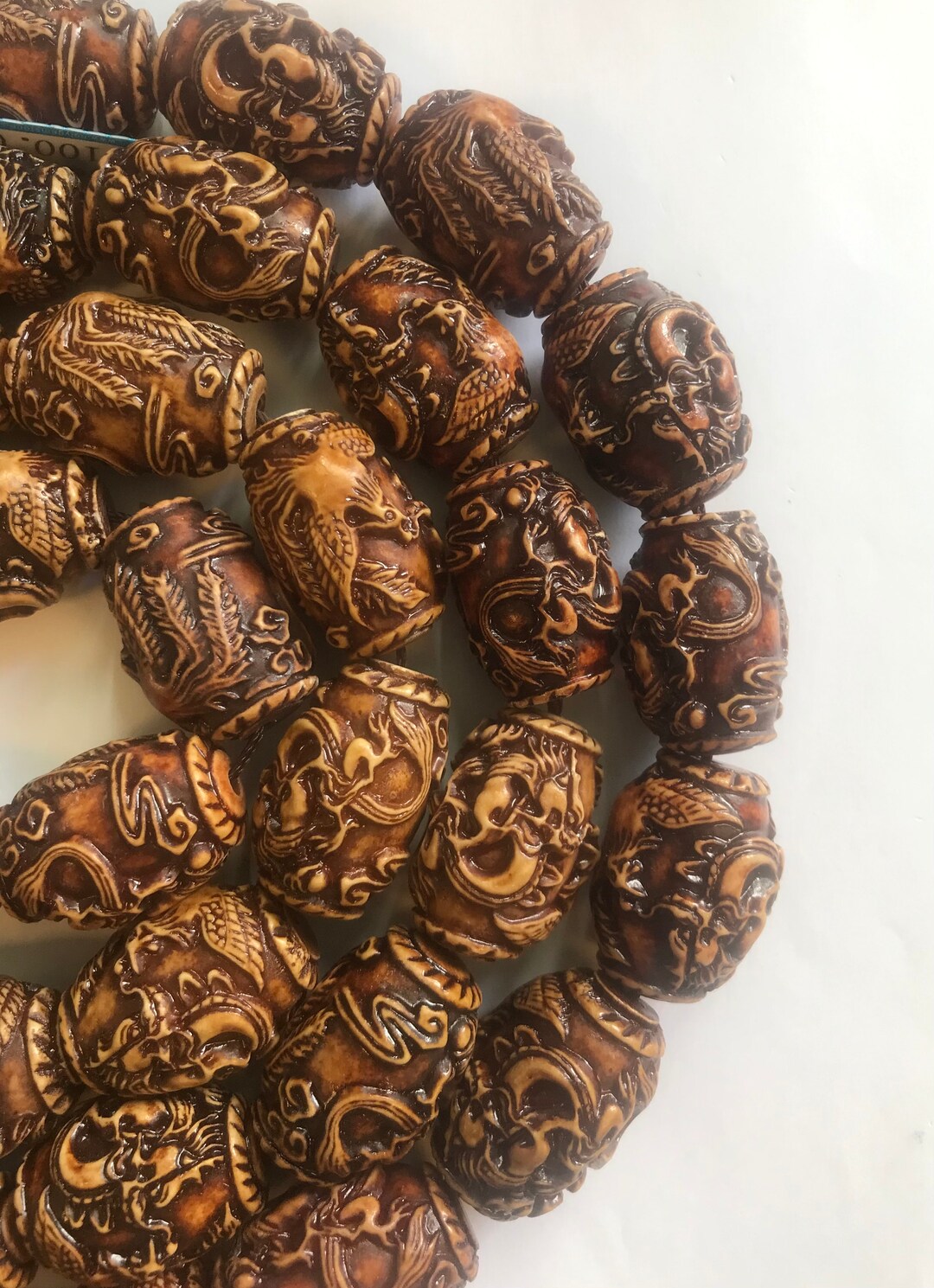 Carved Bone 32x22mm Barrel Bone Beads7.5 Inch Strand6 Beads - Etsy