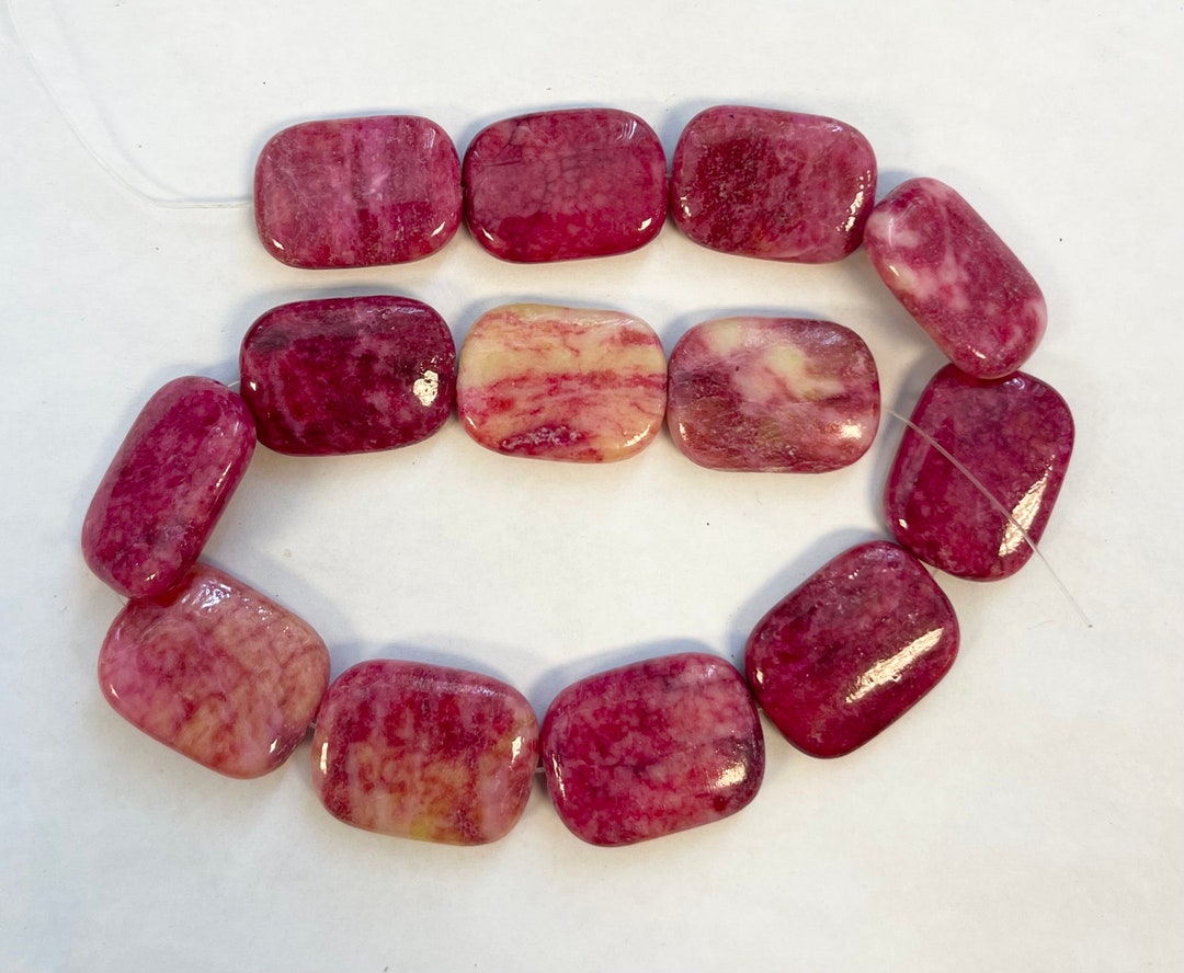 30x22x7mm Flat Rectangle Heat Treated Jade Gemstone Beads -- 15.5 Inch ...