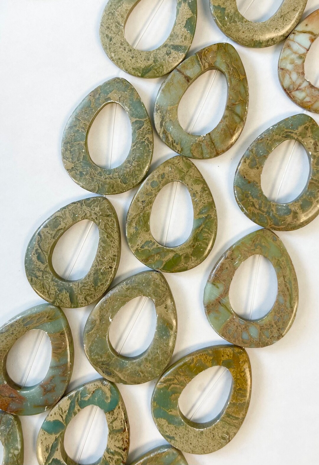Africa Blue Opal 45x35x6mm Flat Teardrop Gemstone Bead -5 Pcs - Etsy