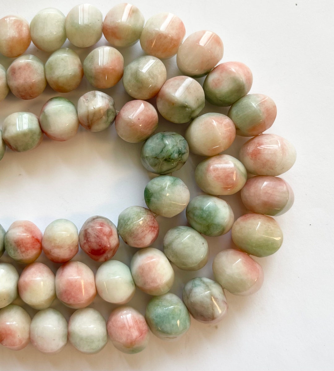 Watermelon Jade 12x10mm 14x11mm Pumpkin Gemstone Beads--15.5 Inch ...