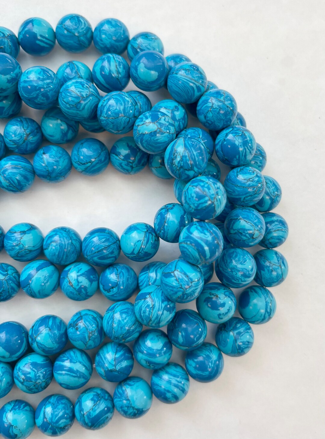 Blue Ocean Jasper 12mm Round Gemstone Beads--15.5" - Etsy
