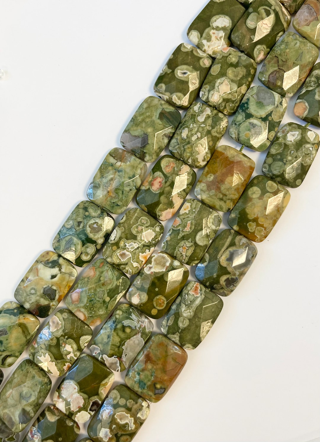 Natural Rhyolite 14x10x5mm Faceted Rectangle Gemstone Beads--15.5 Inch ...