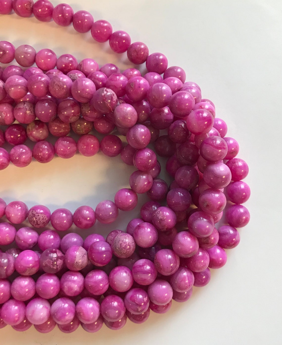 Pink Ocean Jasper 8mm Round Gemstone Bead 15.5 Inch Strand - Etsy