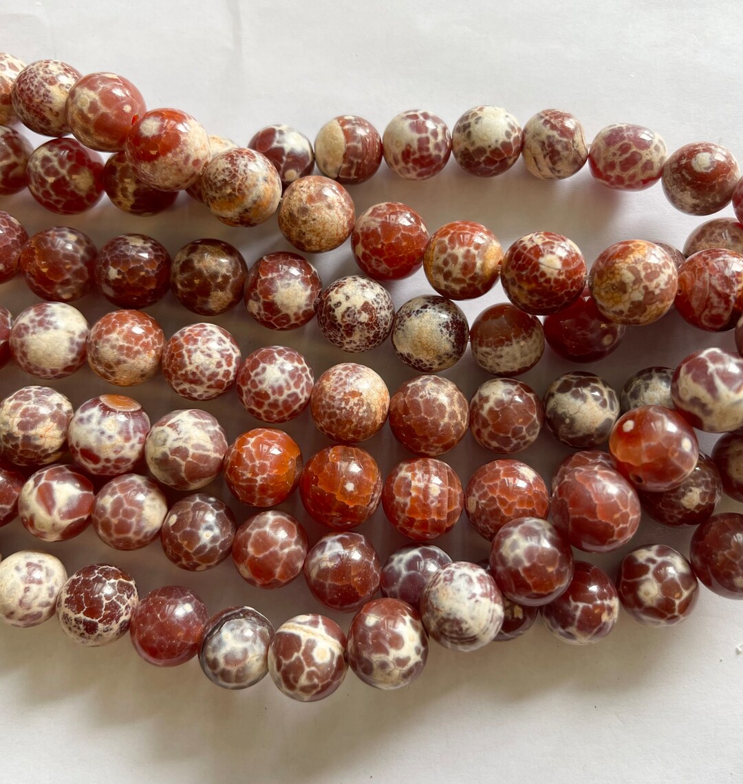 Natural Fire Agate 14mm Round Gemstone Beads -7.5 Inch Strand - Etsy