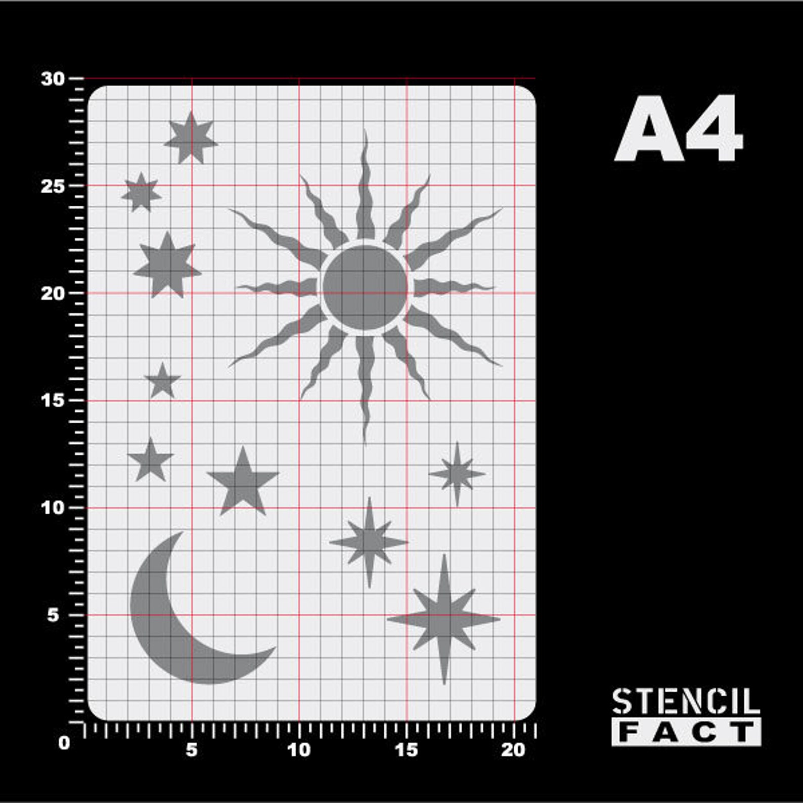 Stencil Sun Moon Star Stars BA41 | Etsy