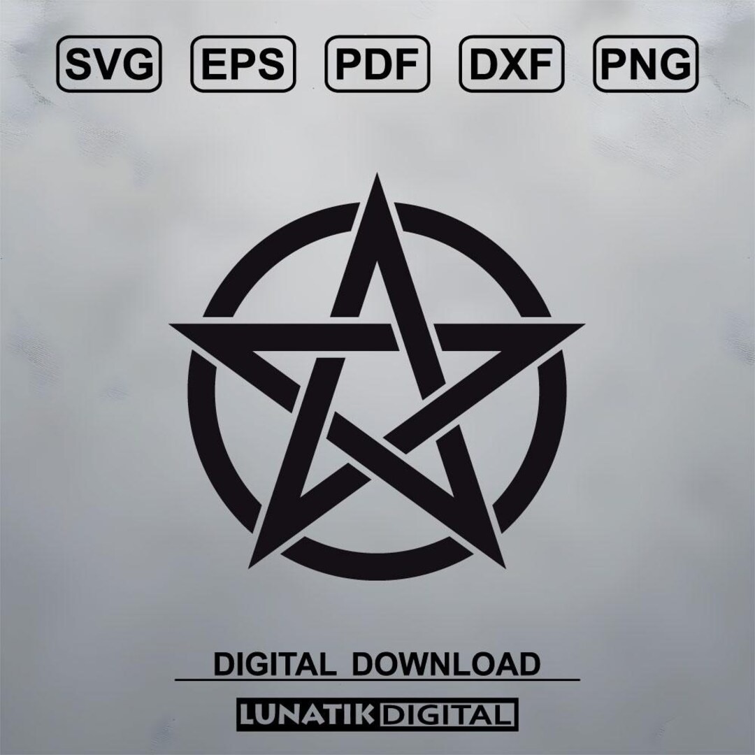 Pentagram SVG Pentacle Gothic Wicca Plott Vector Dxf Eps Png Pdf File ...