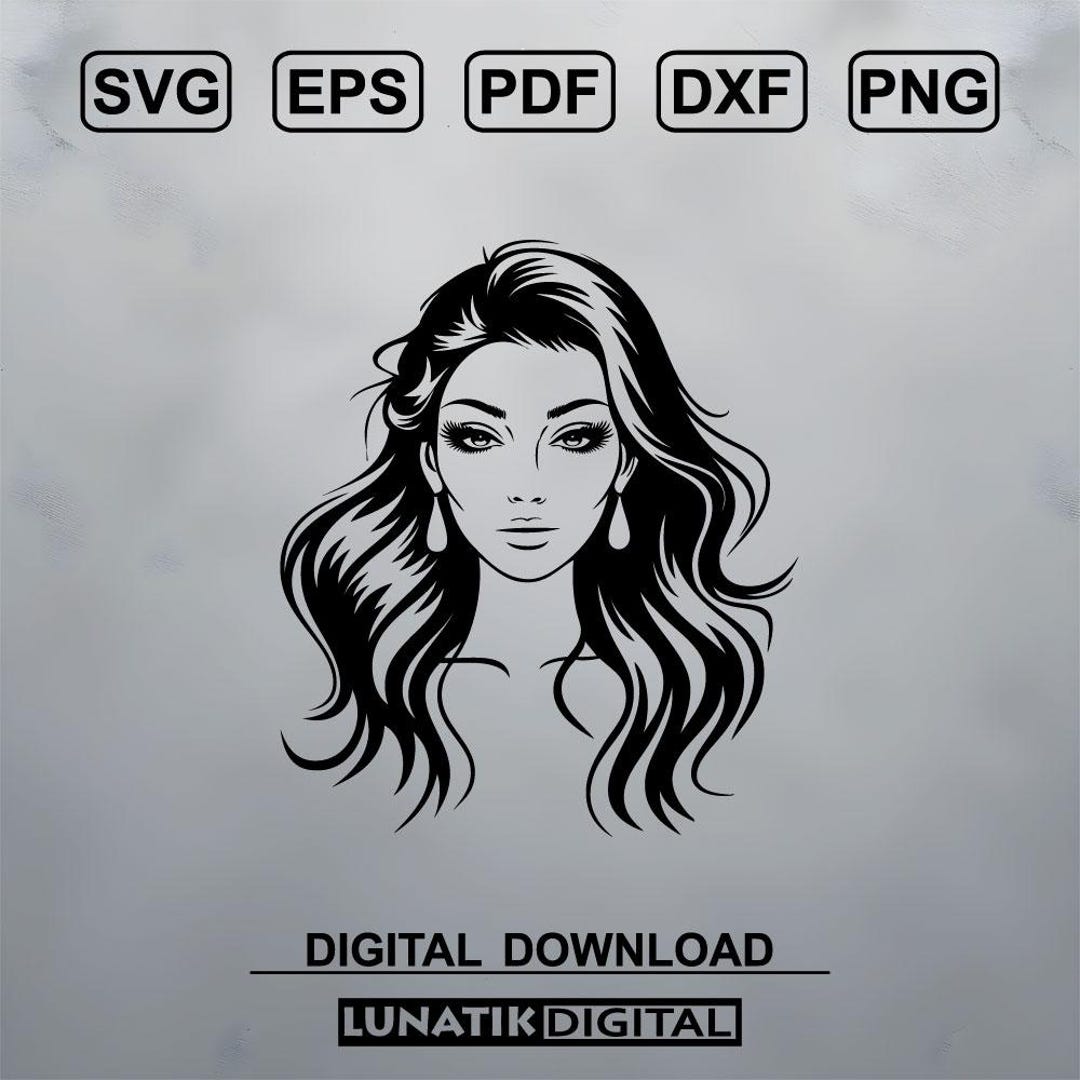 Woman Model Face Beauty SVG Plott Vector Dxf Eps Png Pdf File Clipart ...