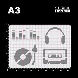 Stencil Cassette Turntable Headphones Record - BA18 - Etsy
