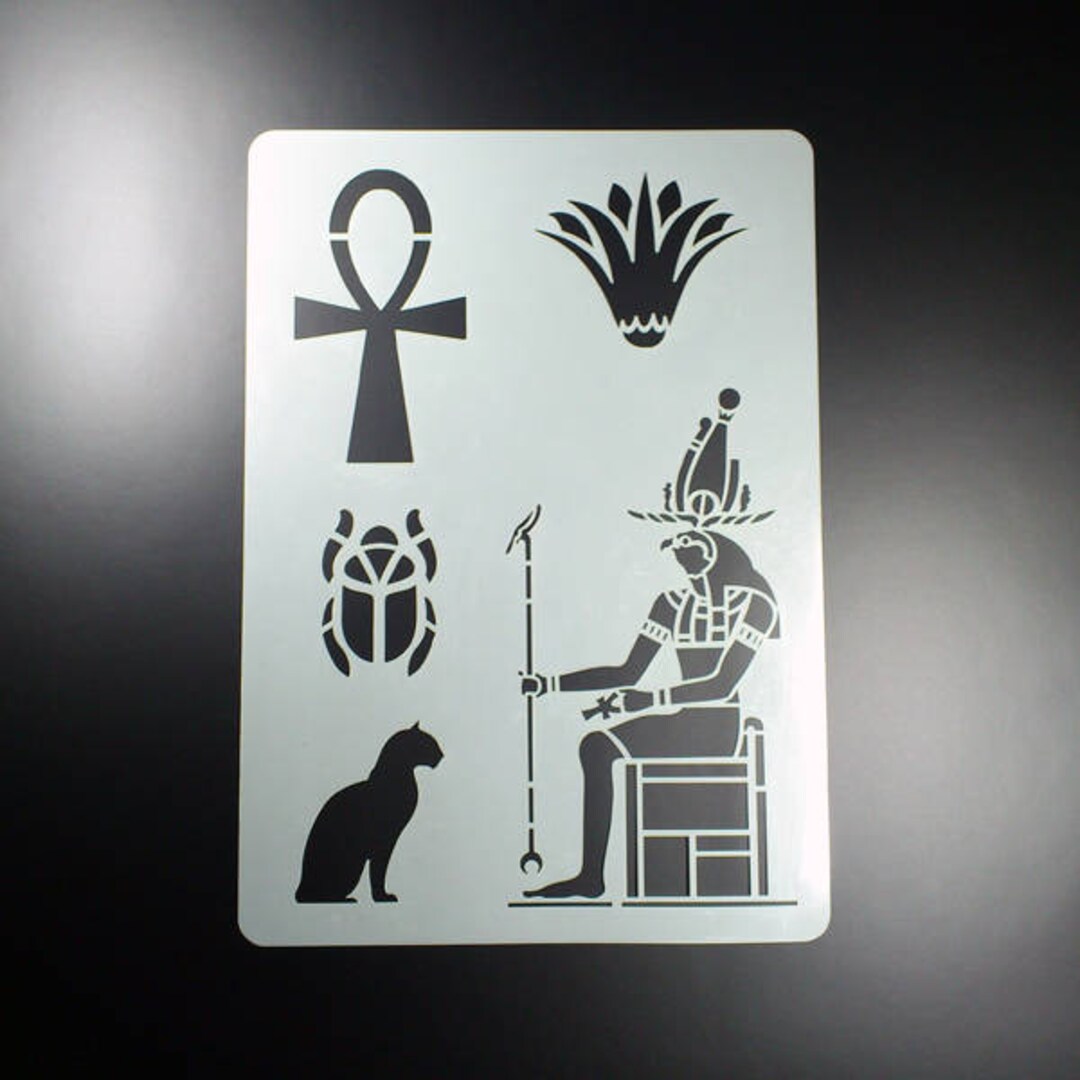 Stencil Egypt Ankh Horus Lotos Bastet Scarab BA04 - Etsy