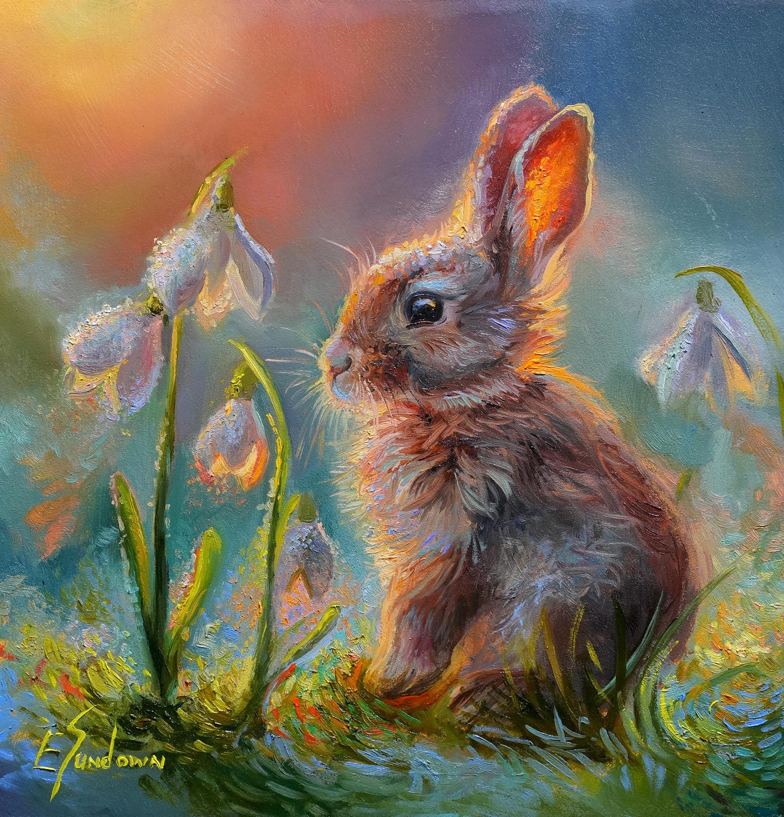 Spring Bunny Orginal Oil Painting - Etsy