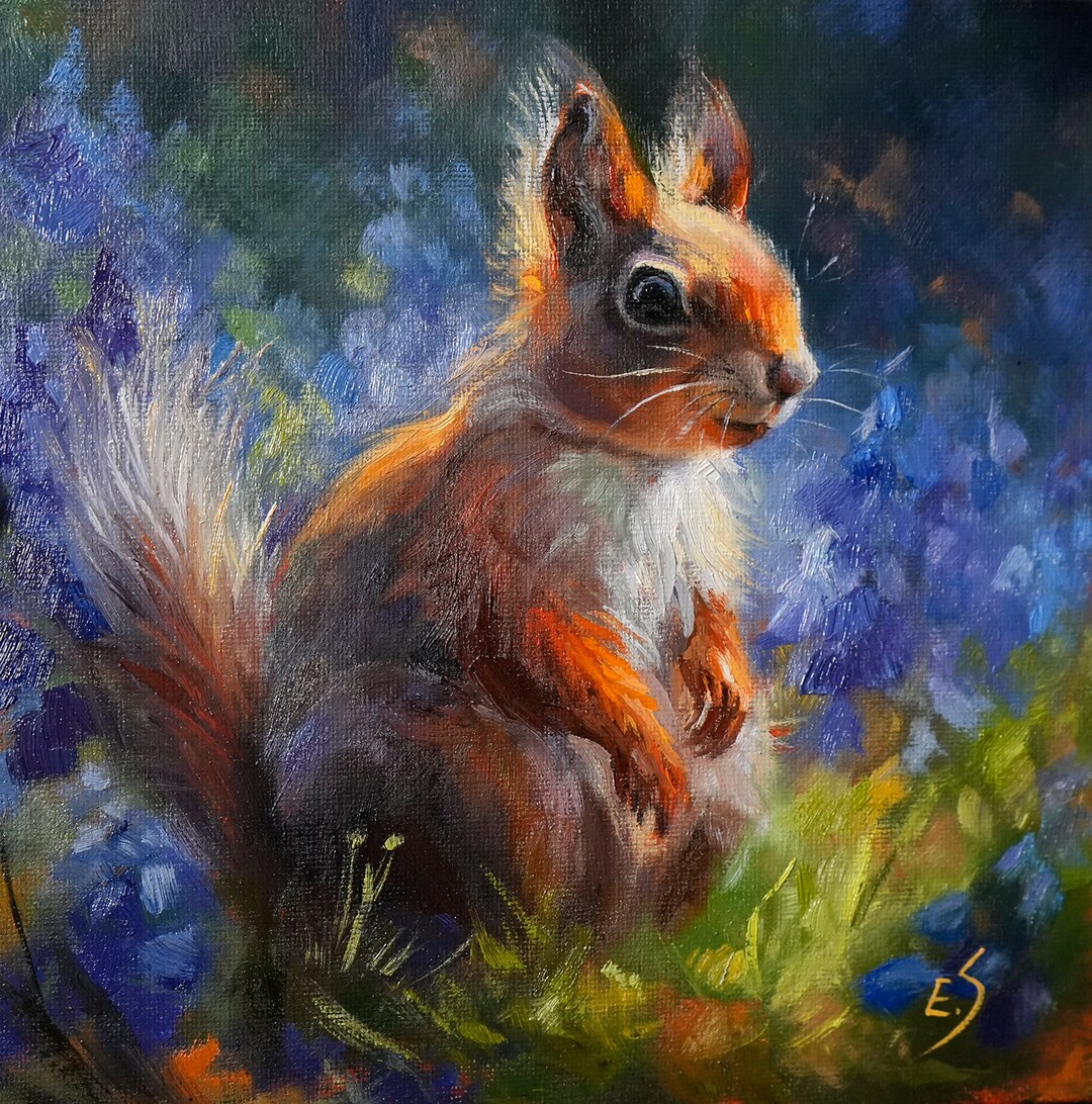 Squirrel Original Oil Painting - Etsy