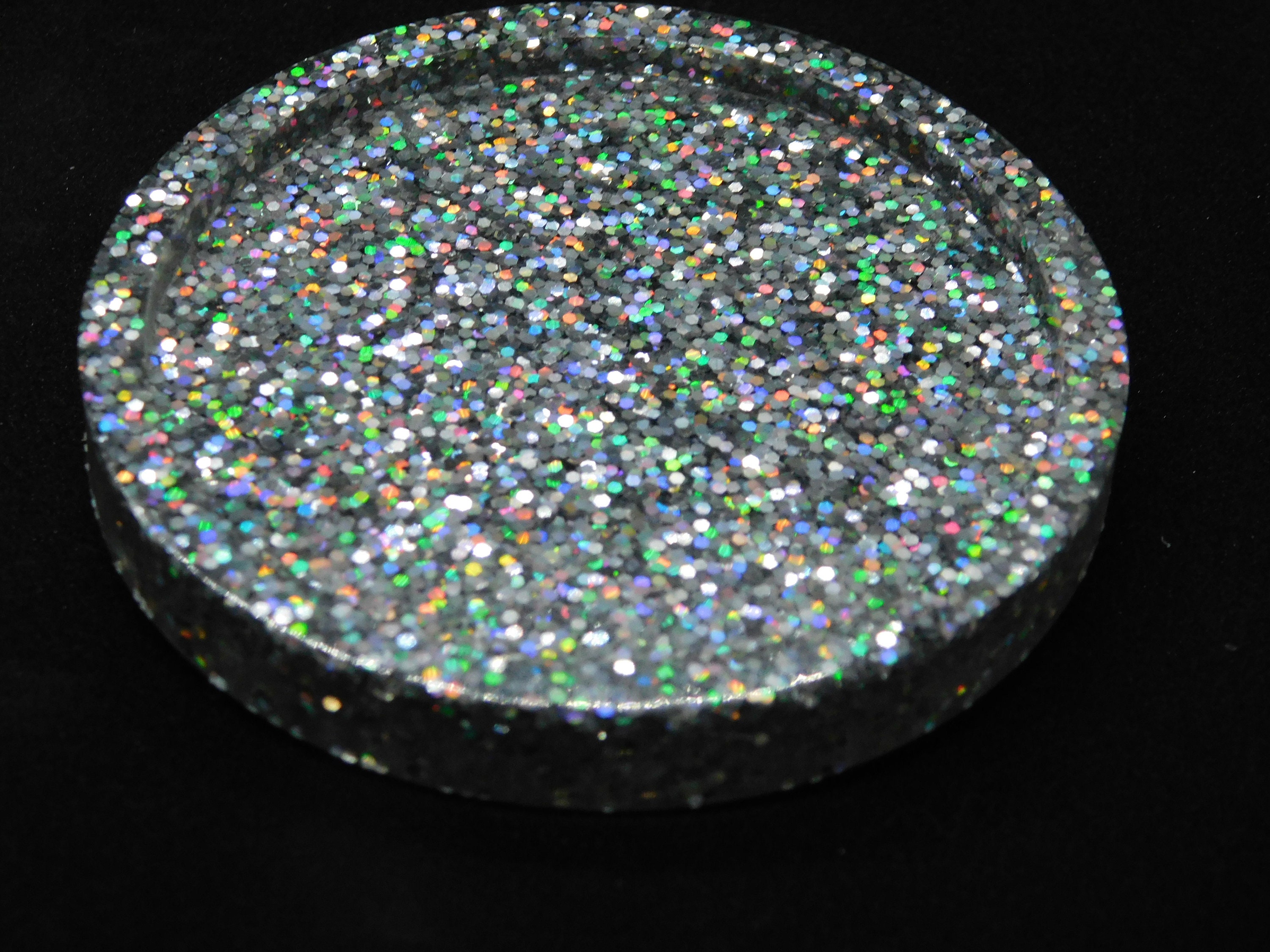 Solid Silver Glitter Round Coasters - Etsy España
