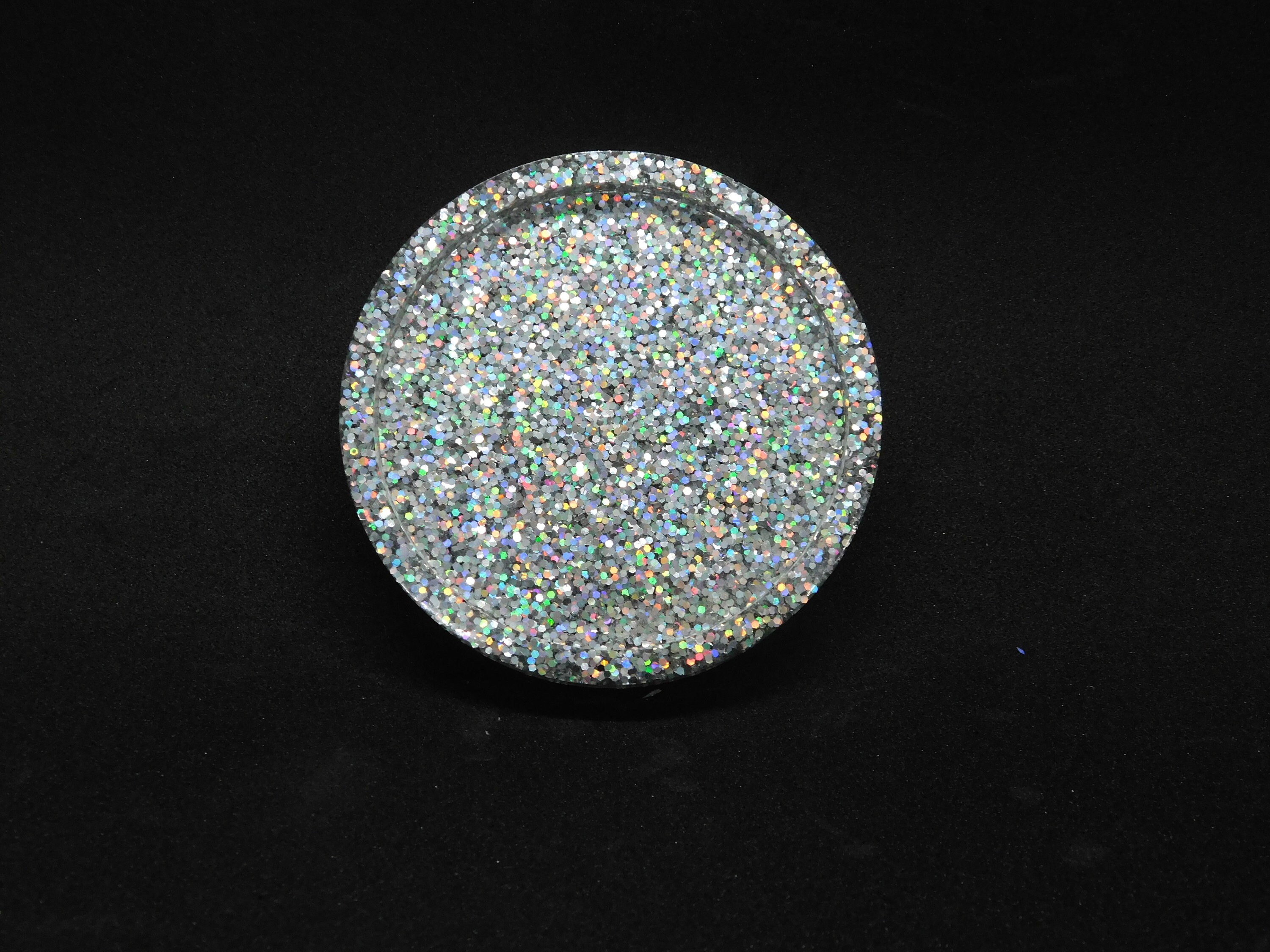 Solid Silver Glitter Round Coasters - Etsy España