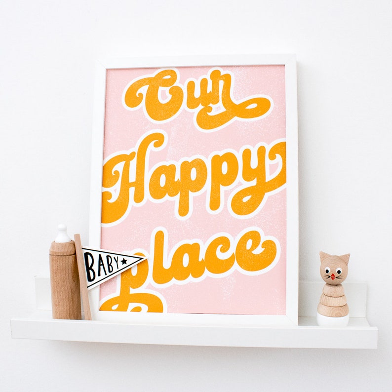 Happy Wall Art Colourful Wall Art Retro Nursery Prints Baby - Etsy