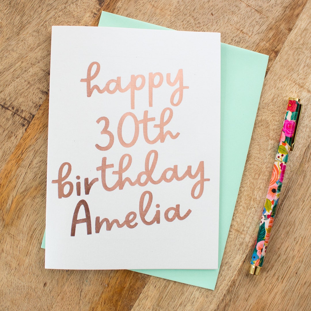 Personalised Happy 30th Birthday Card, 30th Birthday Card for Her ...
