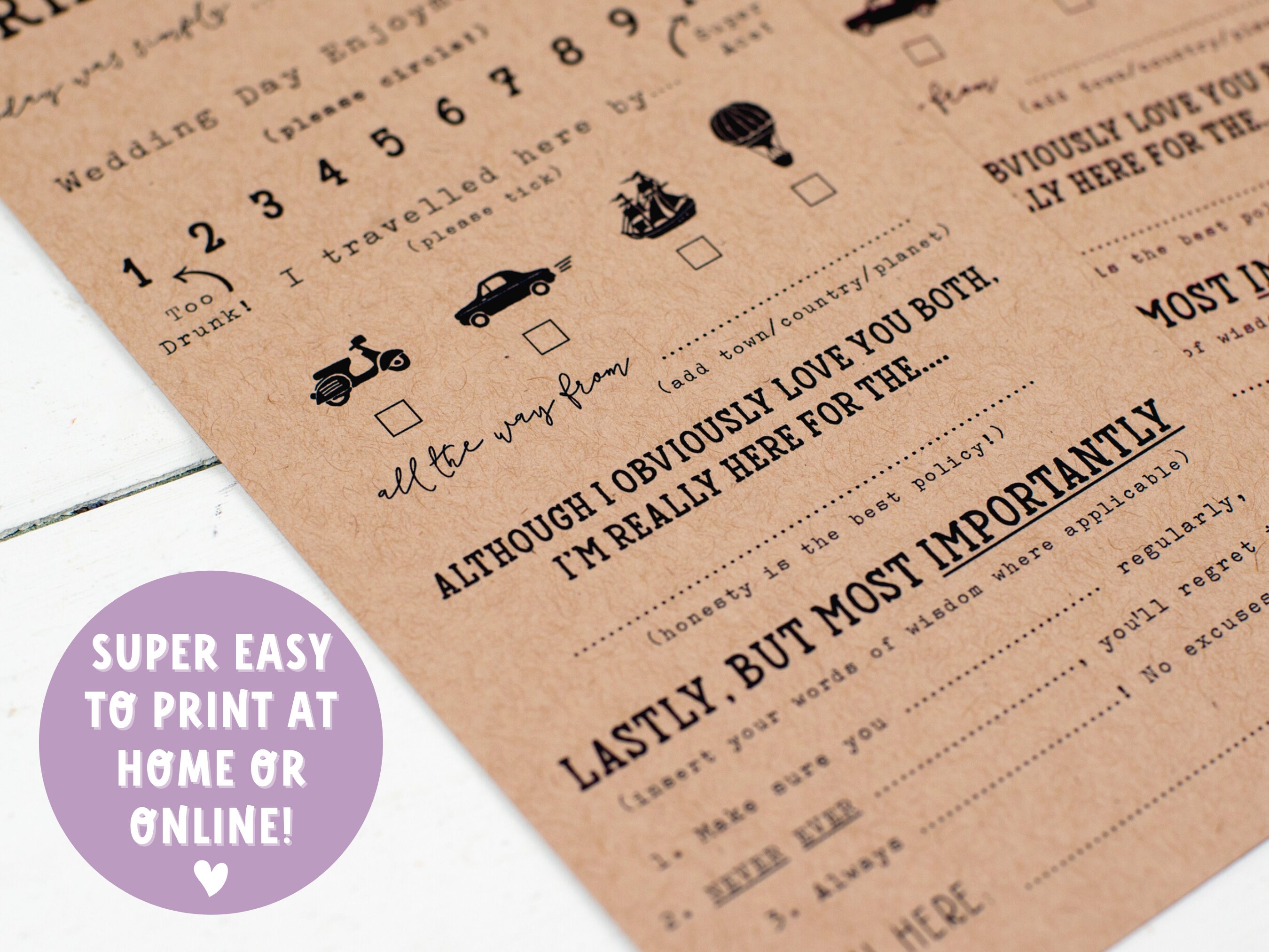 Wedding Printables Wedding Favours Wedding Advice Cards - Etsy