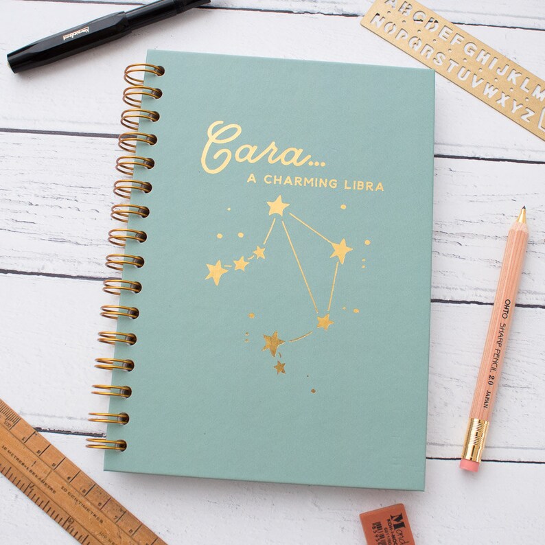 Personalised Star Sign Notebook Astrology Gift Gold Foil | Etsy