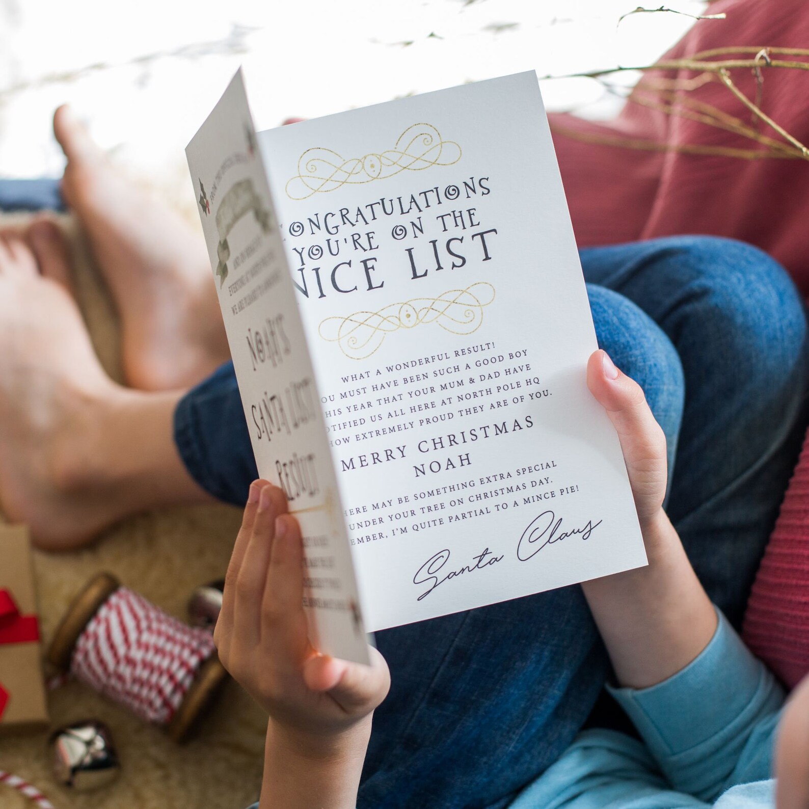 Santa Christmas Card Santa's Nice List Personalised - Etsy