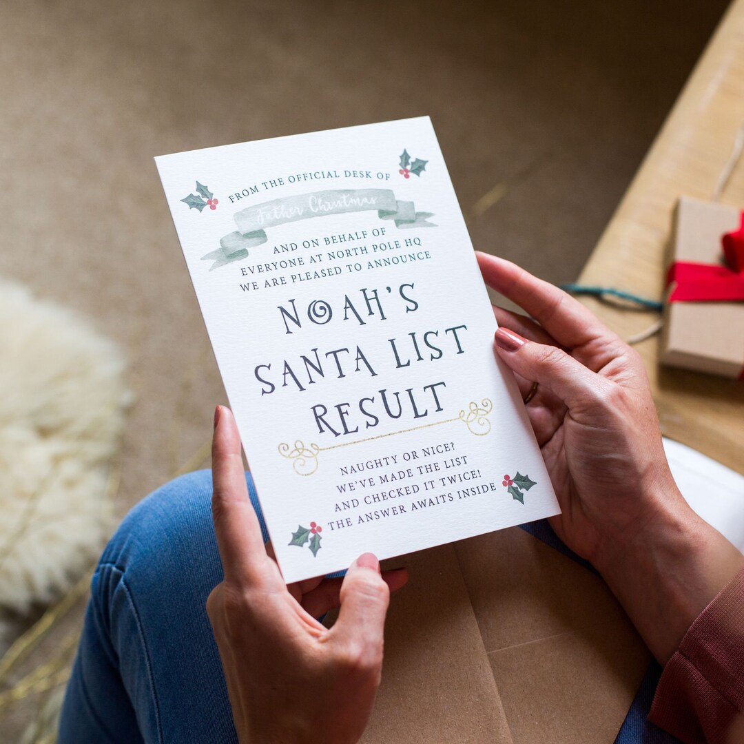 Santa Christmas Card - Santa's Nice List - Personalised Letter From ...