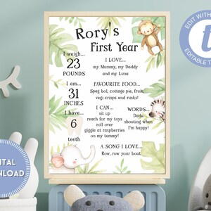 Boys First Birthday Printable Template, Editable First Birthday ...