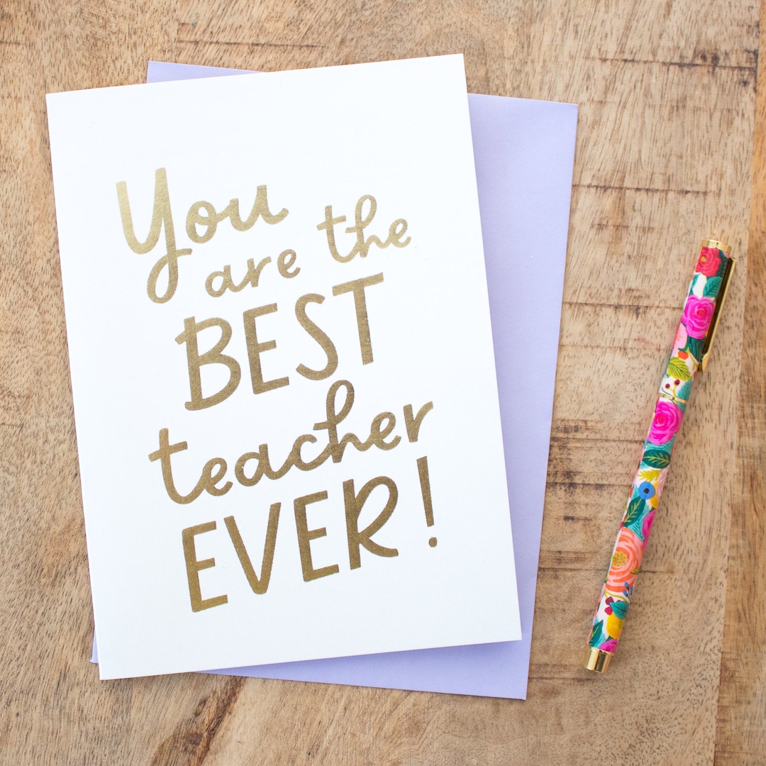 Best Teacher Ever Card, Thank You Teacher, Teacher Appreciation Card ...