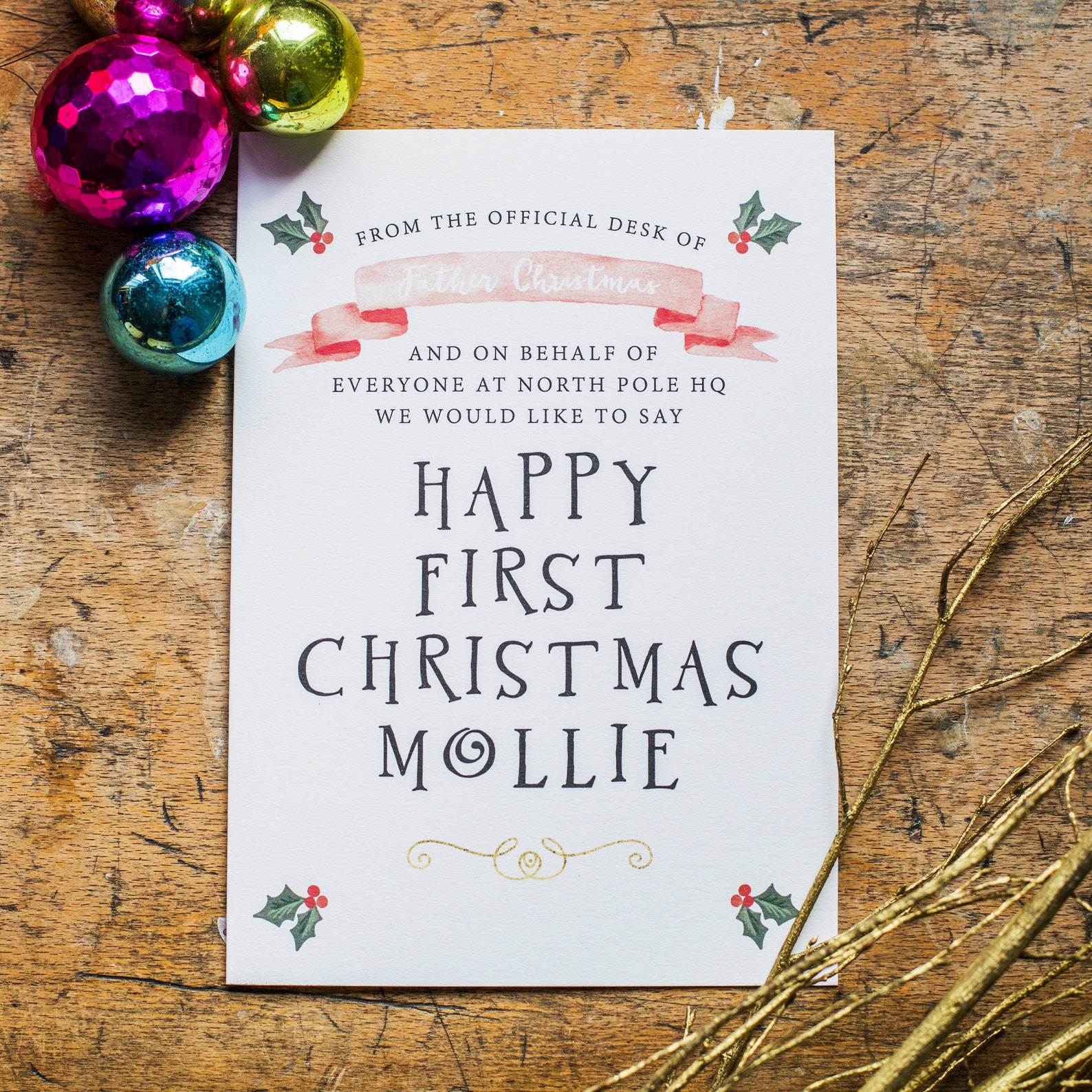 Baby First Christmas Card Letter From Santa Baby Christmas - Etsy