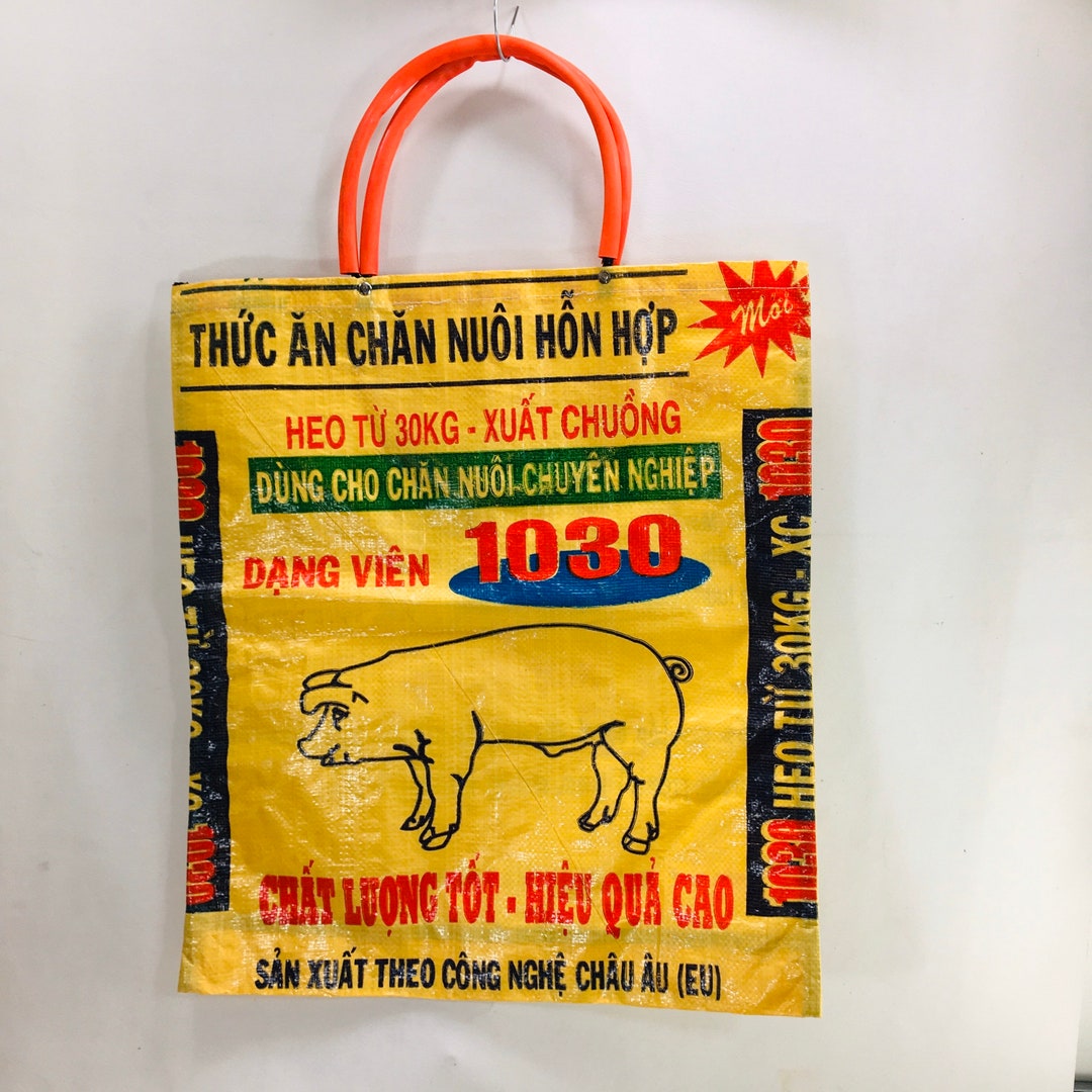 Eco-art XL Tote, Large Recycled Plastic Rice Bag, Upcycled Feed Sacks ...