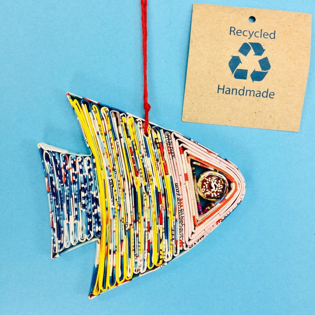 Fishy Fish Ornament, Quilled Paper Christmas Ornament, Recycled Paper ...