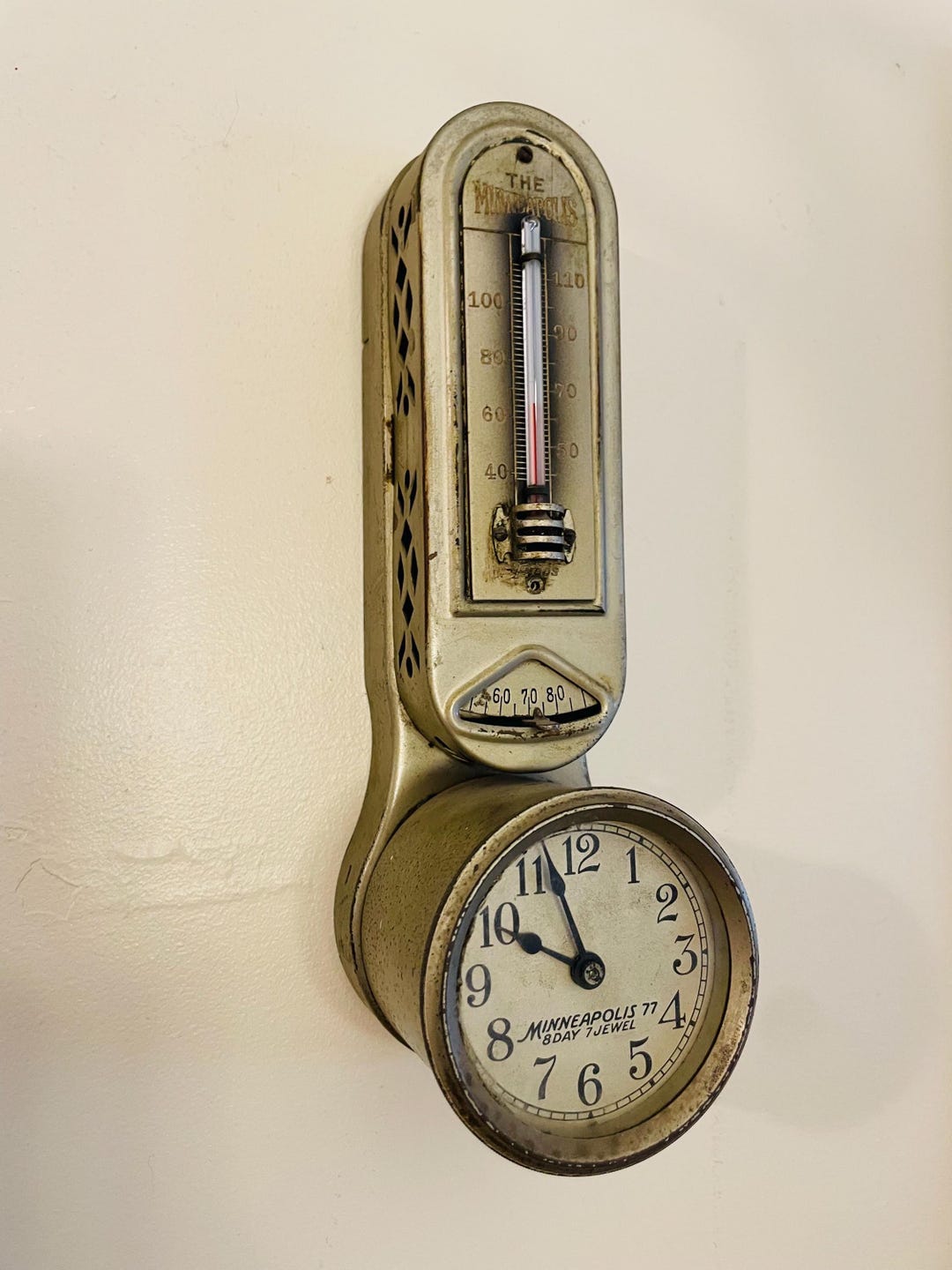 Steampunk Antique Thermostat, Vintage Clock Thermometer, Minneapolis ...