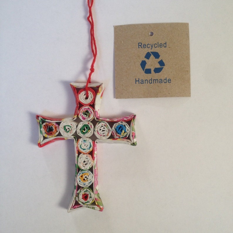 Quilled Paper 'cross' Ornament Handmade Recycled | Etsy