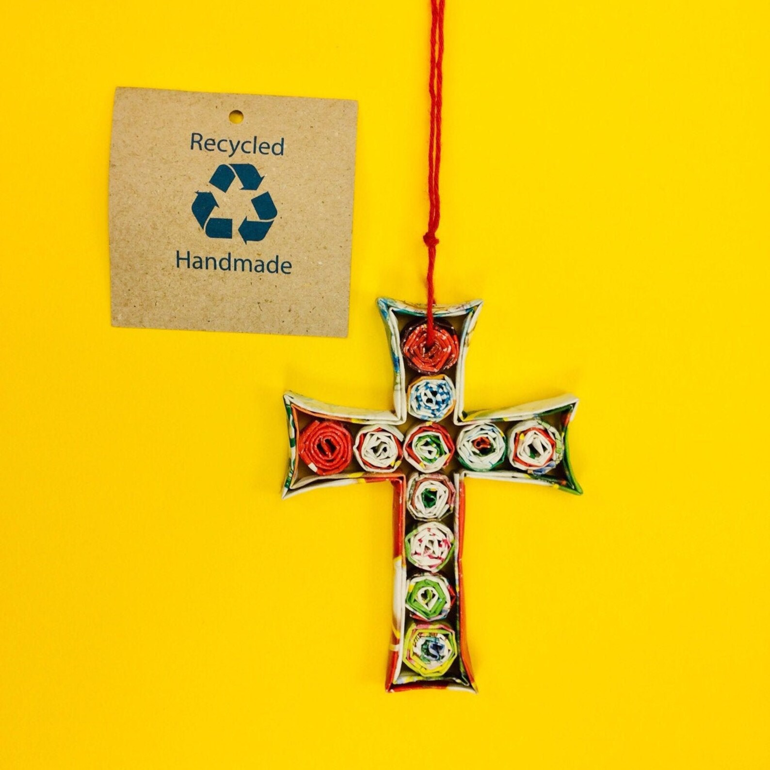 Quilled Paper 'cross' Ornament Handmade Recycled | Etsy