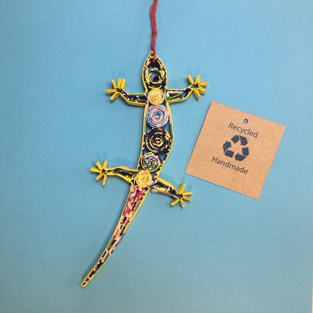 Eco-art 2023 'gecko' Lizard Ornament, Quilled Paper Christmas Gift ...