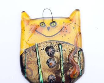 Fused glass cat | Etsy