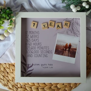 Personalized 1 Year Anniversary Shadow Box Frame | Polaroid Style Photo ...