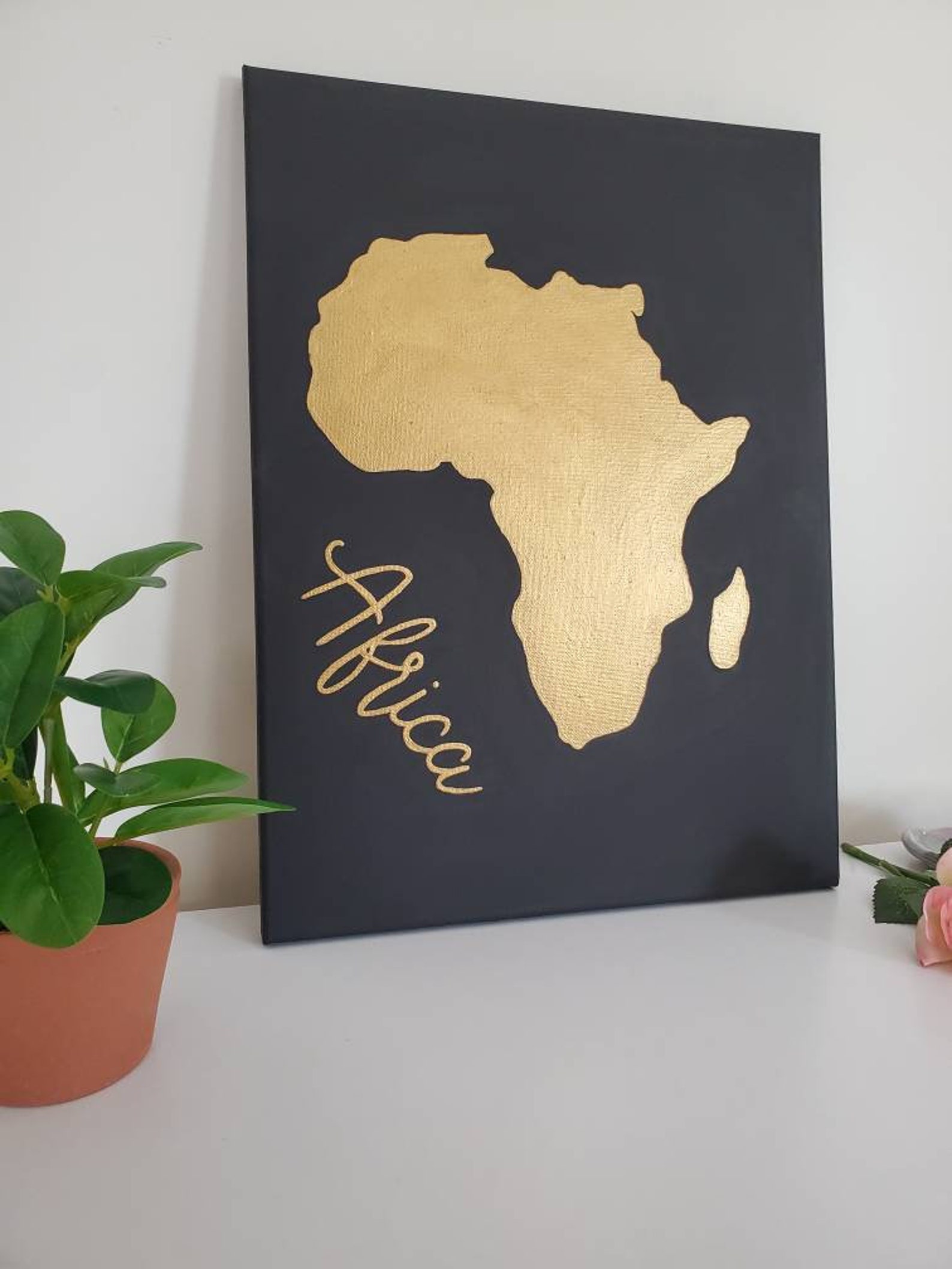 African Map Canvas Art Gold African Map Wall Decor African - Etsy