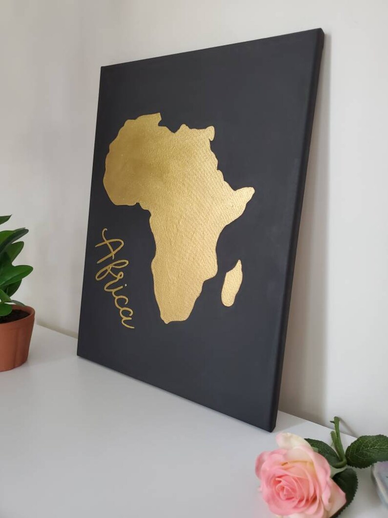 African map canvas art Gold African map wall decor African | Etsy