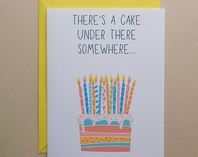 Funny Birthday Card – Candle Overload Cake Illustration - Etsy