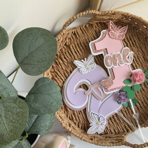 Personalized Age Number Birthday Topper, 3D Flower Cake Topper, 1st ...