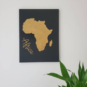 African Map Canvas Art Gold African Map Wall Decor African - Etsy