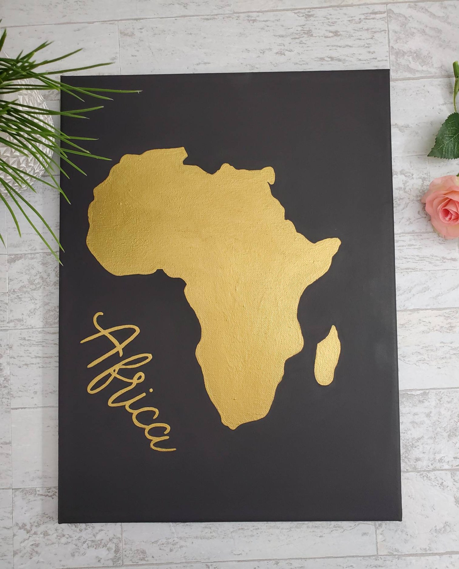 African Map Canvas Art Gold African Map Wall Decor African - Etsy