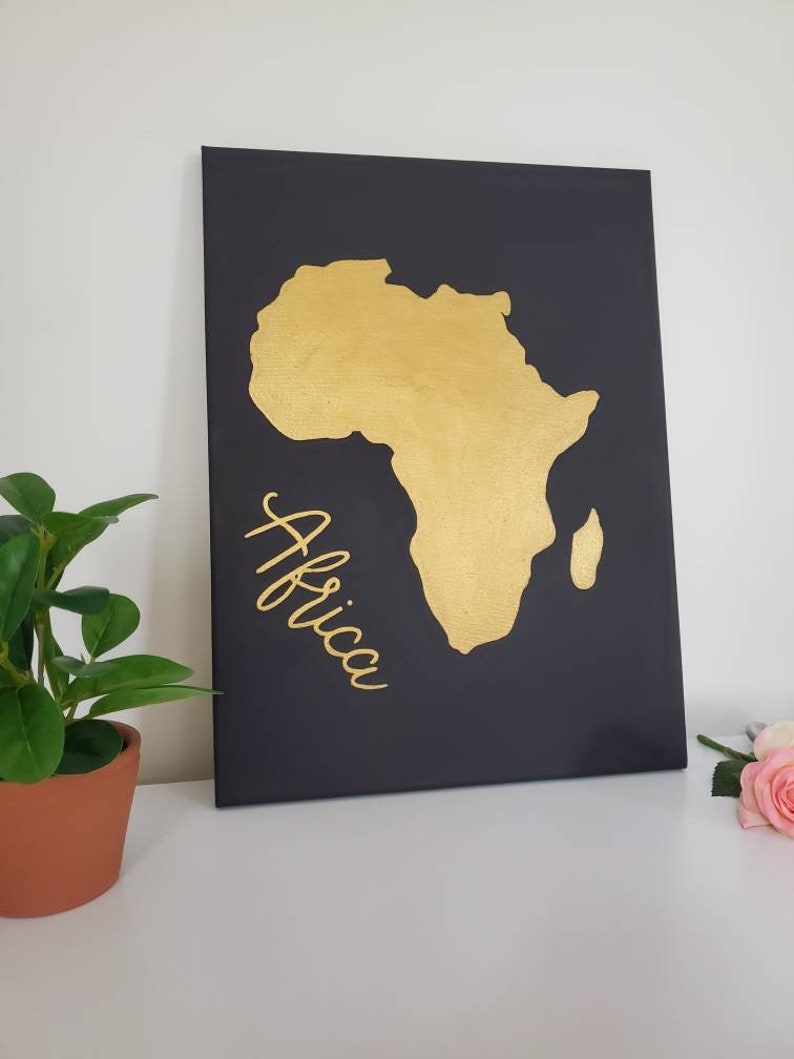 African map canvas art Gold African map wall decor African | Etsy