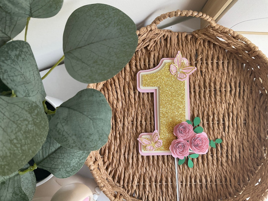 Personalized Age Number Birthday Topper, 3D Flower Cake Topper, 1st ...