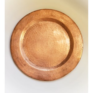 Large Copper Plate, Vintage Rustic Charger Handmade in Hammered Copper ...