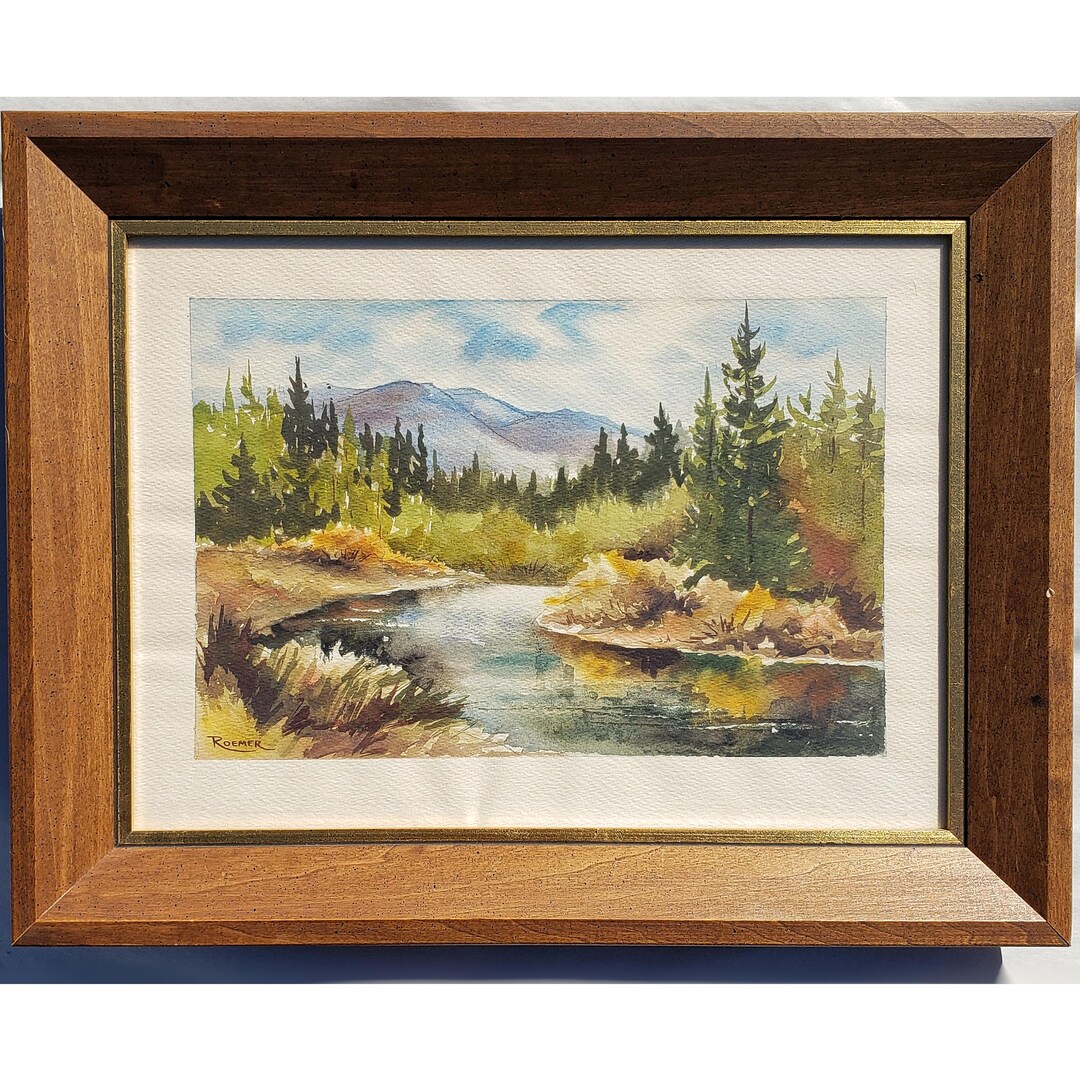 Watercolor Landscape Painting, Woodland Scene, Signed Roemer, Vintage ...