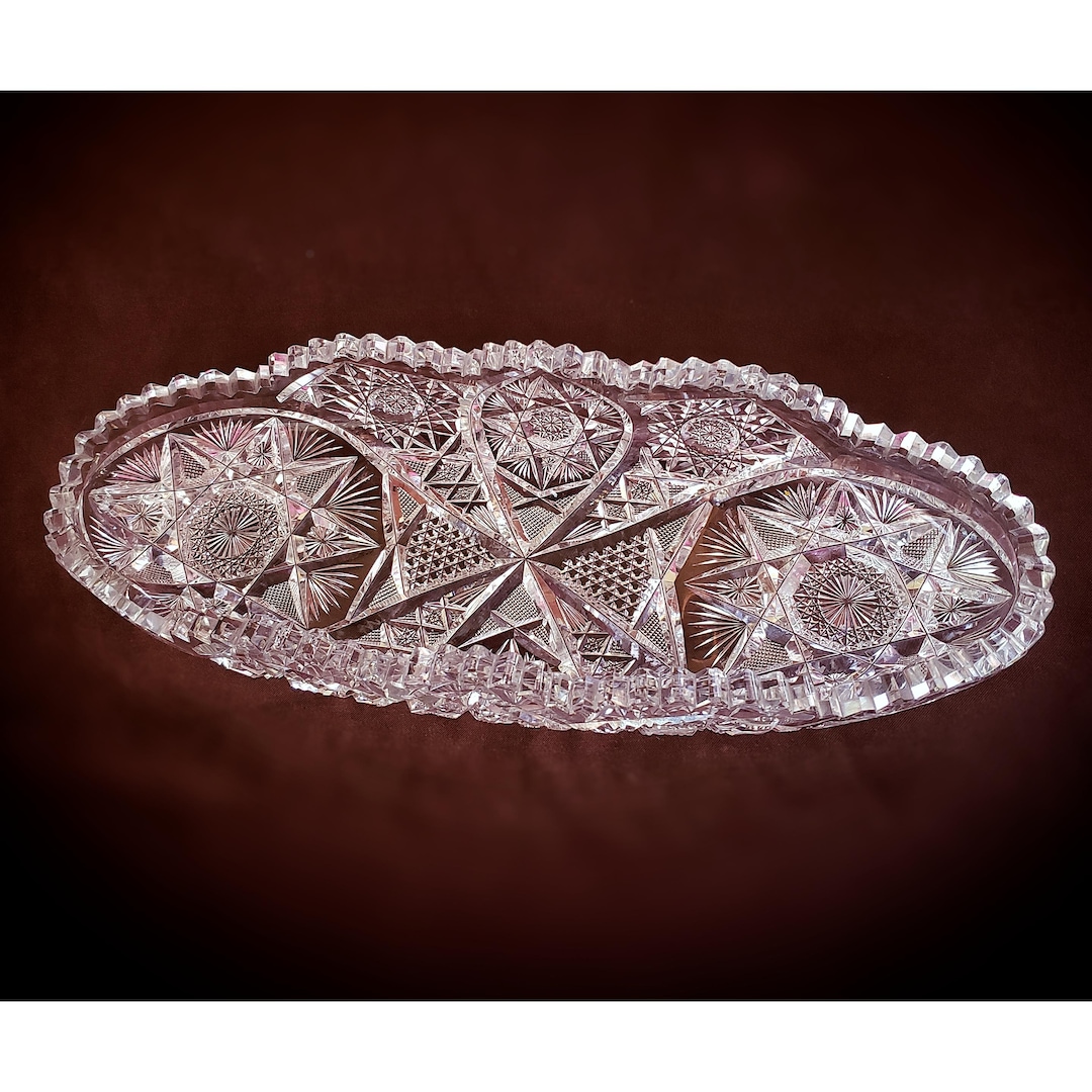 Antique Cut Crystal Tray, 13 Inches, American Brilliant Period Cut ...