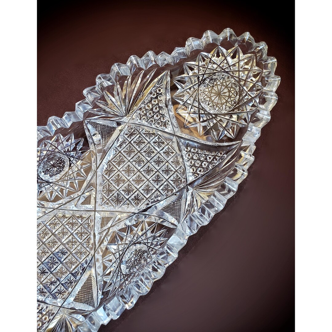 Antique Cut Crystal American Brilliant Period Celery Dish, Victorian ...