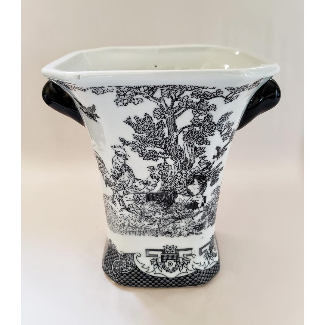 Porcelain Vase With Transferware in Black and White, Scene With ...