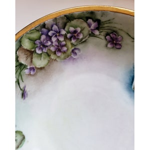 Large Antique Hand Painted Bowl With Violets, Signed, by Three Crown ...
