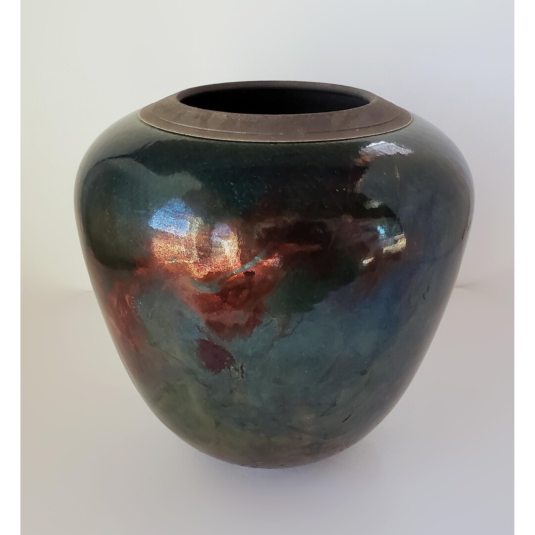 Large Ceramic Vessel in Raku Luster, Handmade Studio Pottery, Artist ...