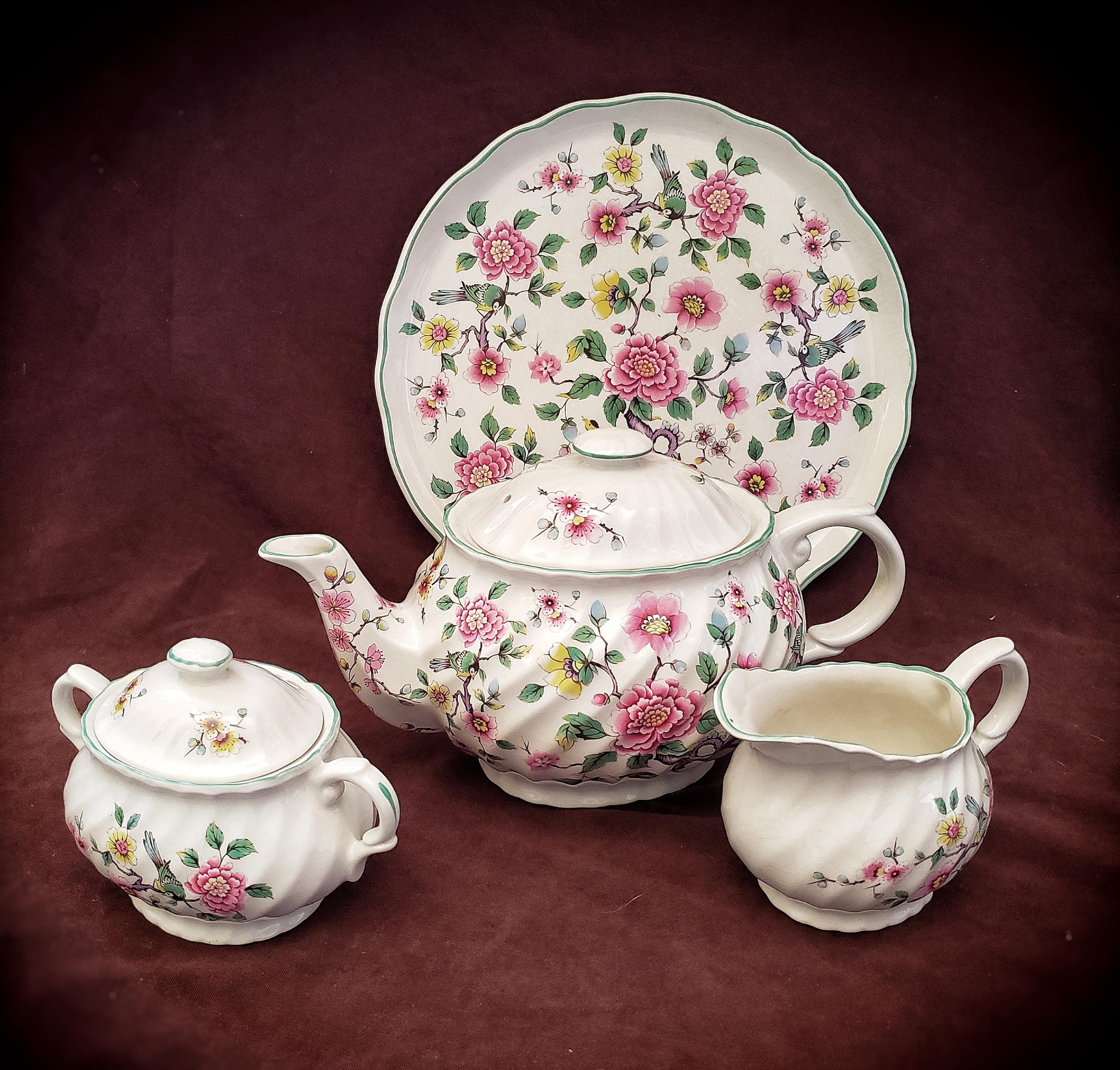 Vintage Staffordshire Breakfast Set, Including Teapot, Sugar, Creamer ...